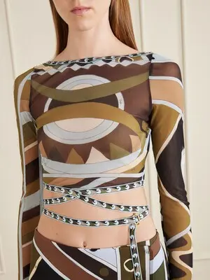 Emilio Pucci Cropped Printed Tulle Top