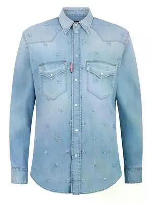 Dsquared2 Polo-collar Long-sleeve Shirt - Blue
