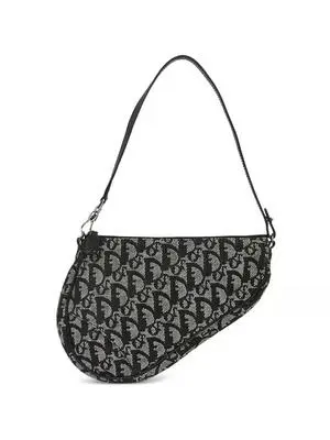 Dior 2003 Saddle Trotter-pattern Shoulder Bag - Black