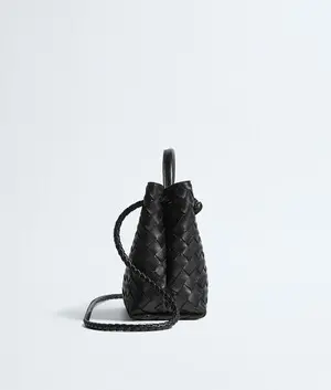 Bottega Veneta Intrecciato Leather Andiamo Top Handle Bag - Black