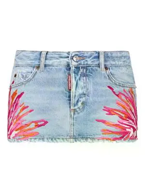 Dsquared2 Embroidered Denim Mini Skirt