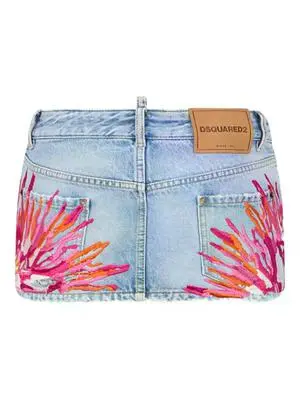 Dsquared2 Embroidered Denim Mini Skirt