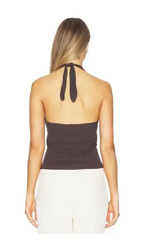 VIR VITA Pointelle Halter Top - Espresso