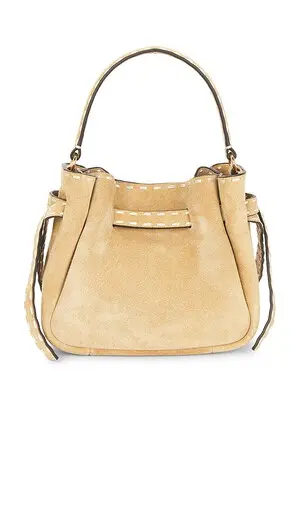 Tory Burch Romy Suede Pick Stitch Mini Bucket Bag - Butter