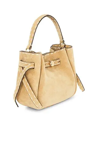 Tory Burch Romy Suede Pick Stitch Mini Bucket Bag - Butter