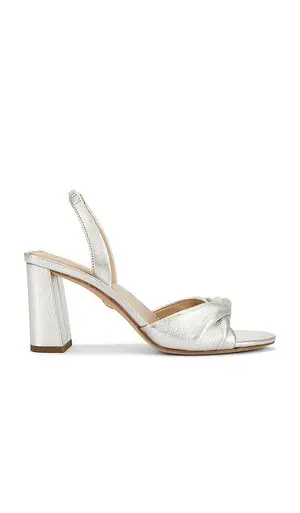 Veronica Beard Tullia Metallic Block Heel Slingback Sandals - Silver