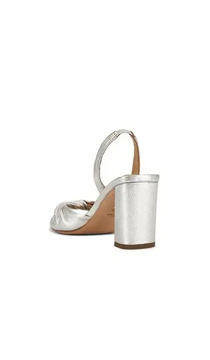 Veronica Beard Tullia Metallic Block Heel Slingback Sandals - Silver