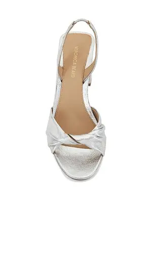 Veronica Beard Tullia Metallic Block Heel Slingback Sandals - Silver