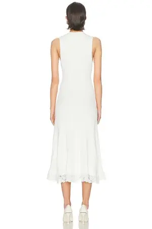 SELF-PORTRAIT Knit Lace Insert Midi Dress