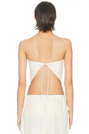 ST. AGNI Strapless Rouleau Tie Top - Ivory