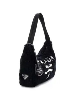 Prada Re-edition 2000 Terry Cloth Mini Hobo Bag - Black