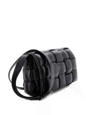 Bottega Veneta Cassette Maxi Intrecciato Leather Small Crossbody Bag - Black