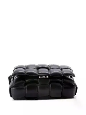 Bottega Veneta Cassette Maxi Intrecciato Leather Small Crossbody Bag - Black