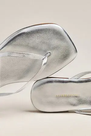 Anthropologie Square-toe Leather Flip-flops - Silver