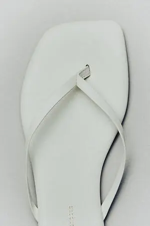 Anthropologie Square-toe Leather Flip-flops - White