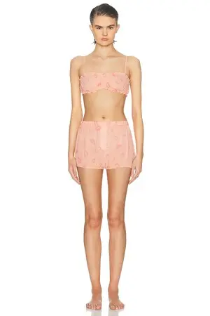 Kiki De Montparnasse Bisou Bisou Bandeau Bra - Blush Print
