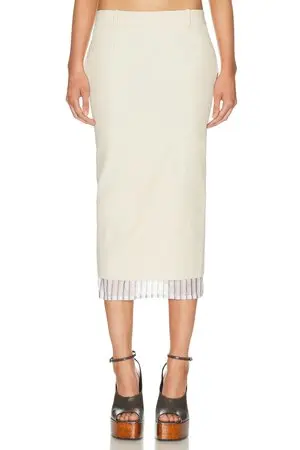 Attico Low Rise Midi Skirt - Beige