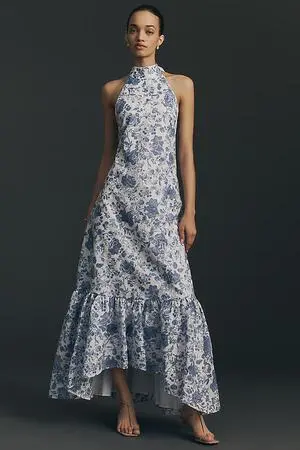 ELLIATT Halter Maxi Dress - Blue Pattern