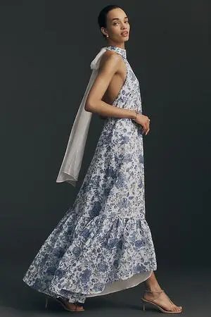 ELLIATT Halter Maxi Dress - Blue Pattern