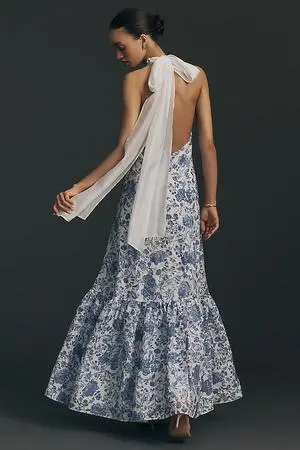 ELLIATT Halter Maxi Dress - Blue Pattern