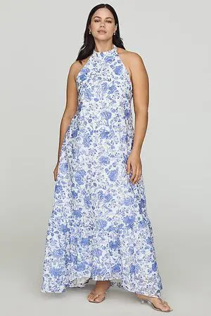 ELLIATT Halter Maxi Dress - Blue Pattern
