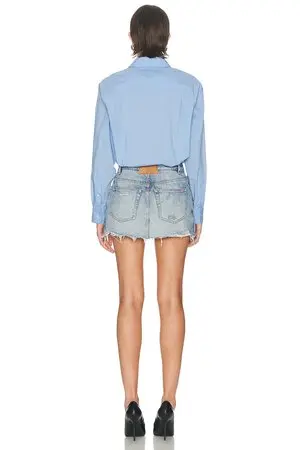 Alexander Wang Prestyled Button Down Skort Romper - Authentic Light Indigo