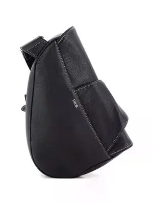 Dior Alex Foxton Logo Saddle Printed Leather Crossbody Bag - Black