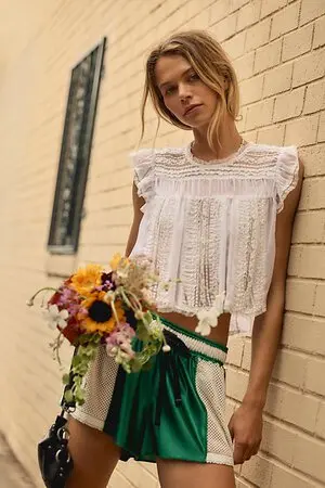 Free People Sun Drenched Blouse Clean Ivory