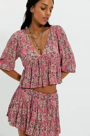 Free People Calla Lily Printed Mini Skirt Set