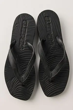 VELOUR Tapered Platform Flip Flops - Black