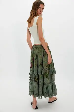 MAGNOLIA PEARL Pixie Ruffle Midi Skirt