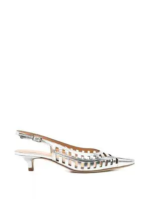 JULIE DEE Cut-out Slingback Pumps - Silver