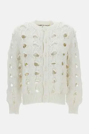 Comme Des Garçons Short Openwork Cardigan - White