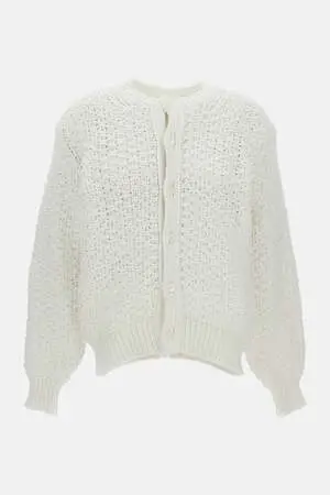 Comme Des Garçons Cropped Cable-knit Cardigan - Bianco