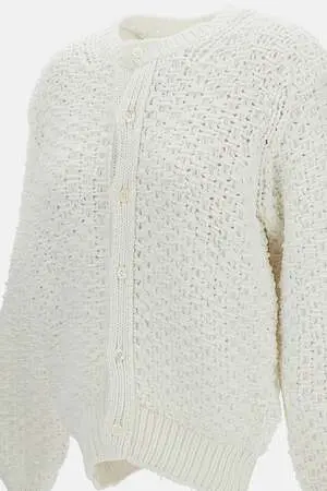 Comme Des Garçons Cropped Cable-knit Cardigan - Bianco