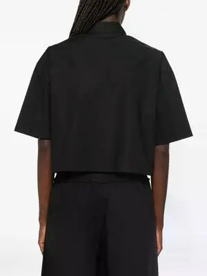 Pinko Cropped Cotton Poplin Shirt With Embellished Collar