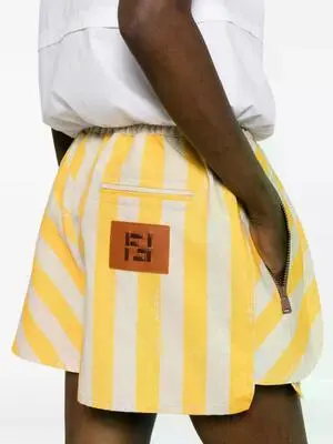 Fendi Striped Shorts - Yellow