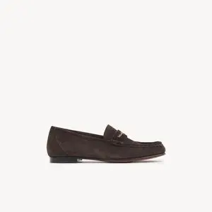 Chloé Suede Loafers With Gold-tone Chain Detail - Burnt Wood