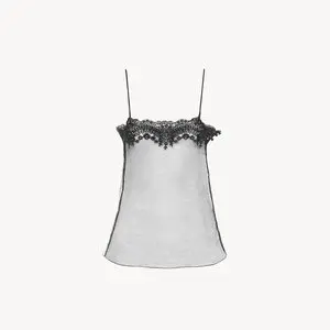 Chloé Fitted Embroidered Lace Tank Top - Black
