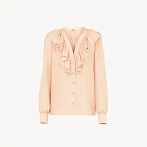 Chloé V-neck Ruffled Blouse - Biscuit Pink