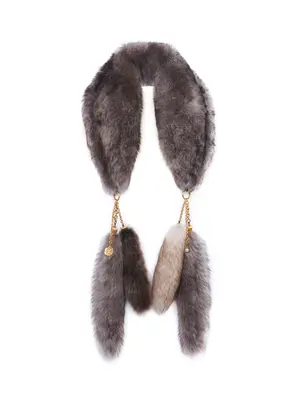 Chloé Treasure Tails Shearling Scarf - Silver