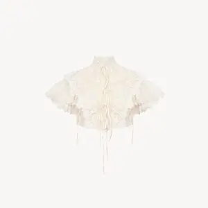 Chloé Cropped Cotton Tulle Top With Lace - Pristine White