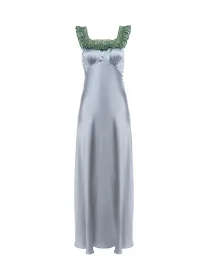 Chloé Sleeveless Column Dress With Lace Details - Ash Blue