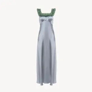 Chloé Sleeveless Column Dress With Lace Details - Ash Blue