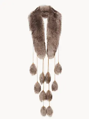 Chloé Treasure Tails Shearling Scarf - Silver
