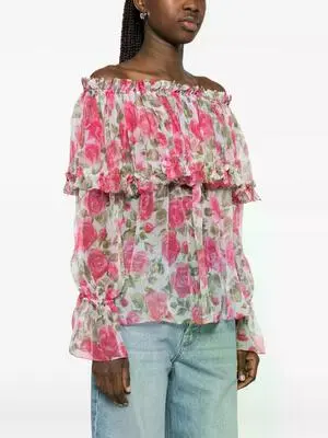 Chloé Floral-print Ruffled Blouse
