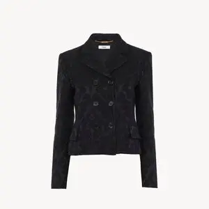 Chloé Double-breasted Fitted Jacquard Jacket - Black
