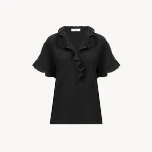 Chloé Short-sleeve Ruffle Top - Black