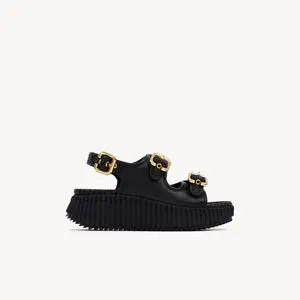 Chloé Nama Wedge Sandals - Black