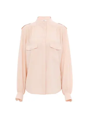 Chloé Crêpe De Chine Gathered Blouse - Delicate Pink